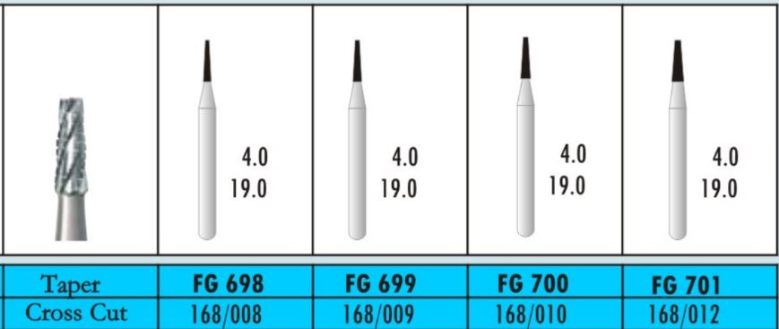 Taper Cross Cut 168 - Carbide Burs – Gogomed Supplies