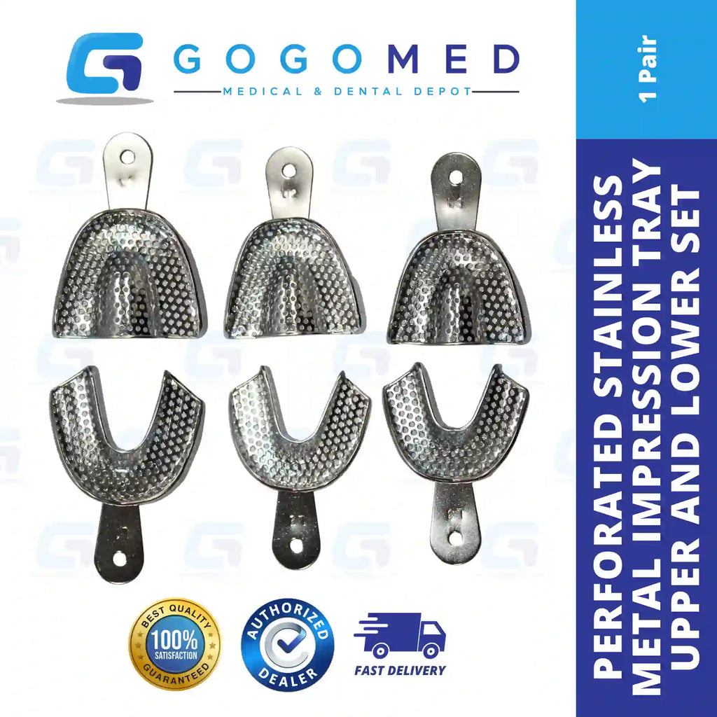 Perforated Stainless Metal Impression Tray Upper and Lower Set 1 Pair ...