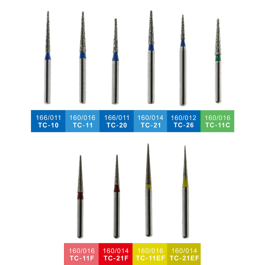 TAPER CONICAL END (TC) - DIAMOND BURS – Gogomed Supplies