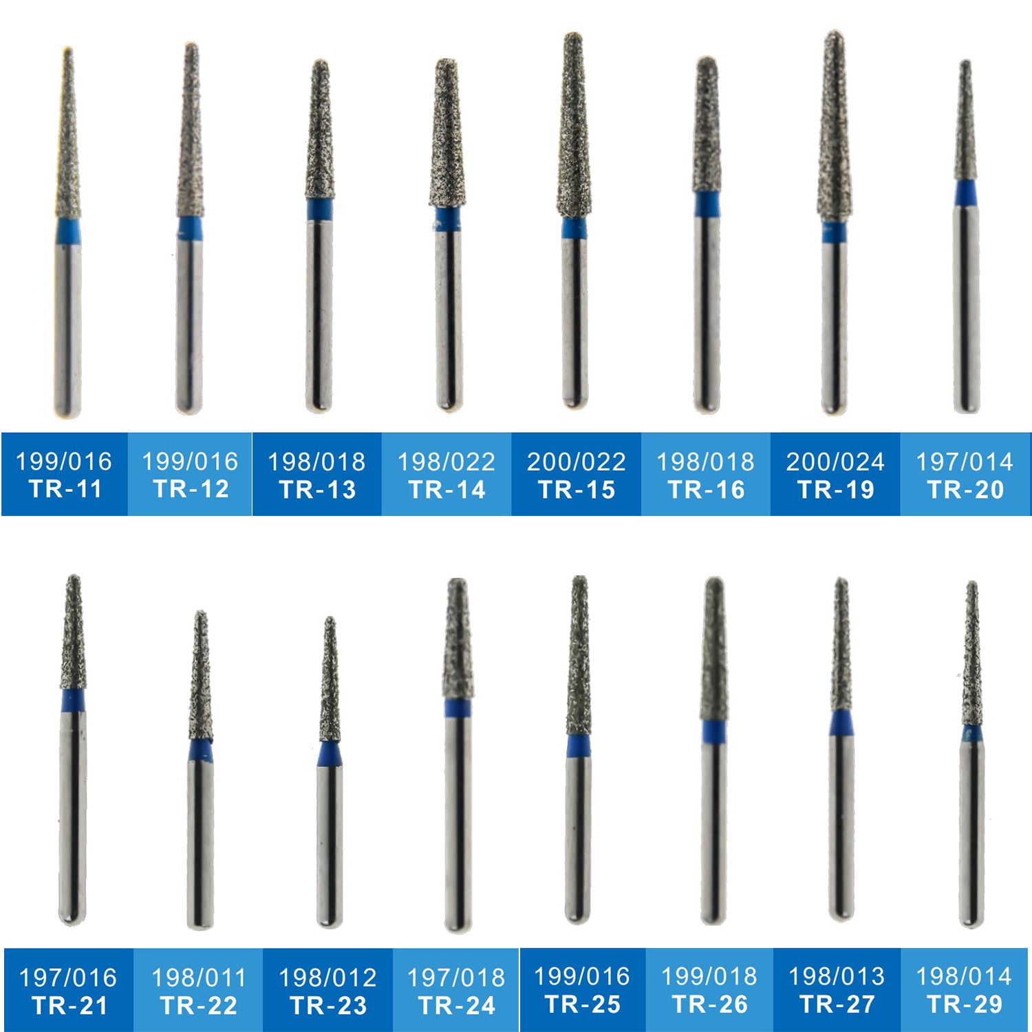 TAPER ROUND END (TR) - DIAMOND BURS – Gogomed Supplies